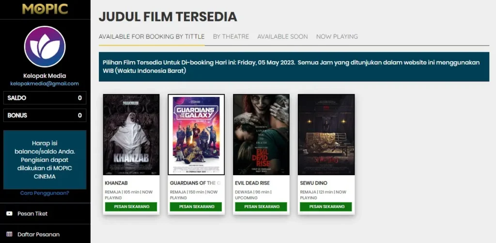 Cara Beli Tiket Online Mopic Cinemas Malang dengan HP - Zona Malang